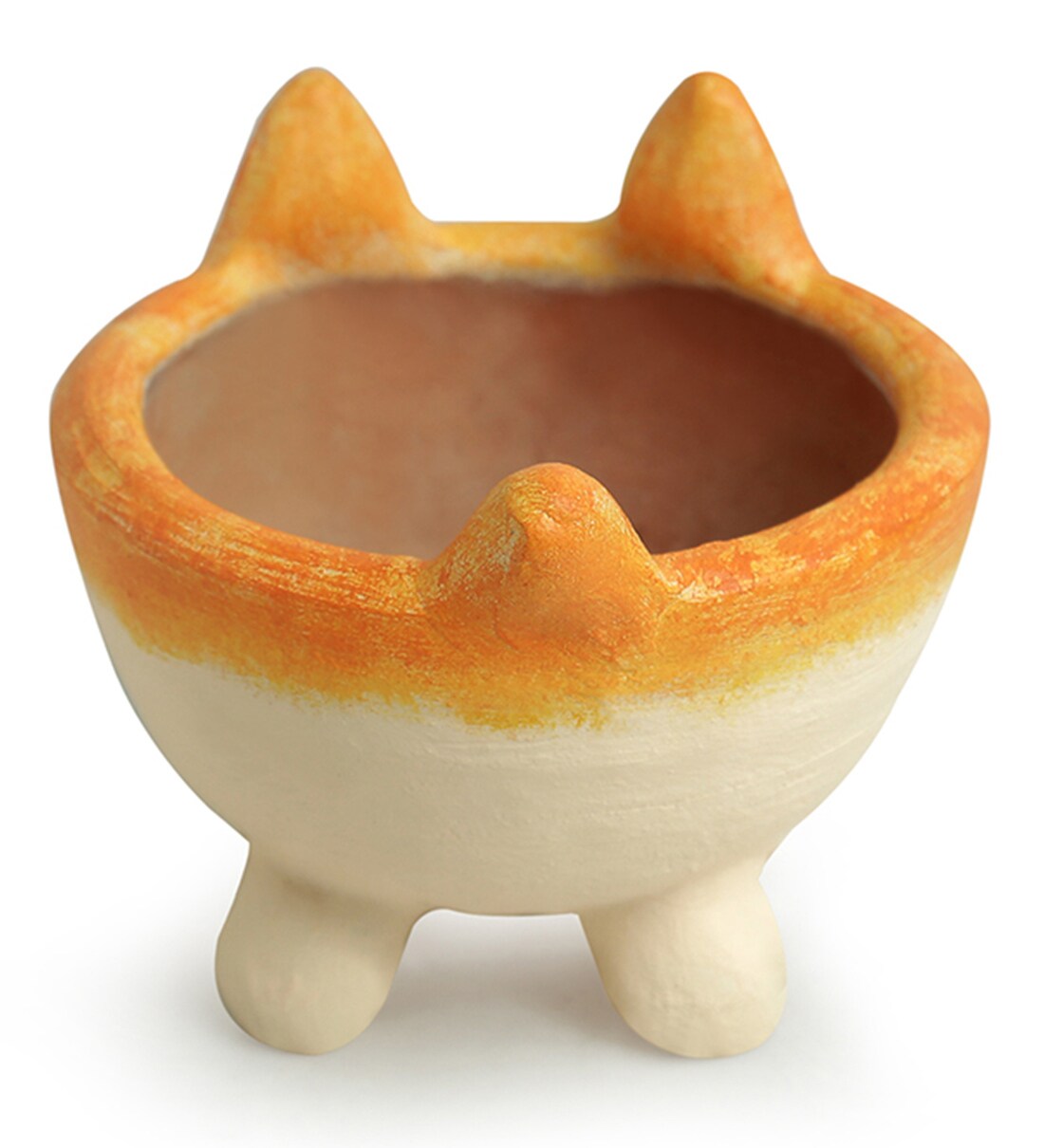 Buy Orange & Off-White Terracotta Thinking Fox Handpainted Desk Pot by ...