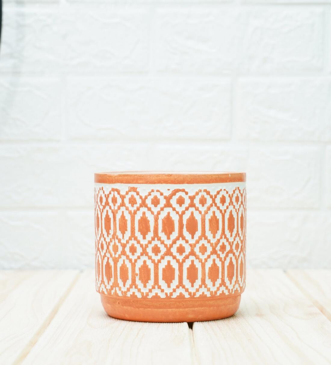 Buy Orange Ceramic Aztec Planter By Gold Dust Online - Desk Pots - Pots ...