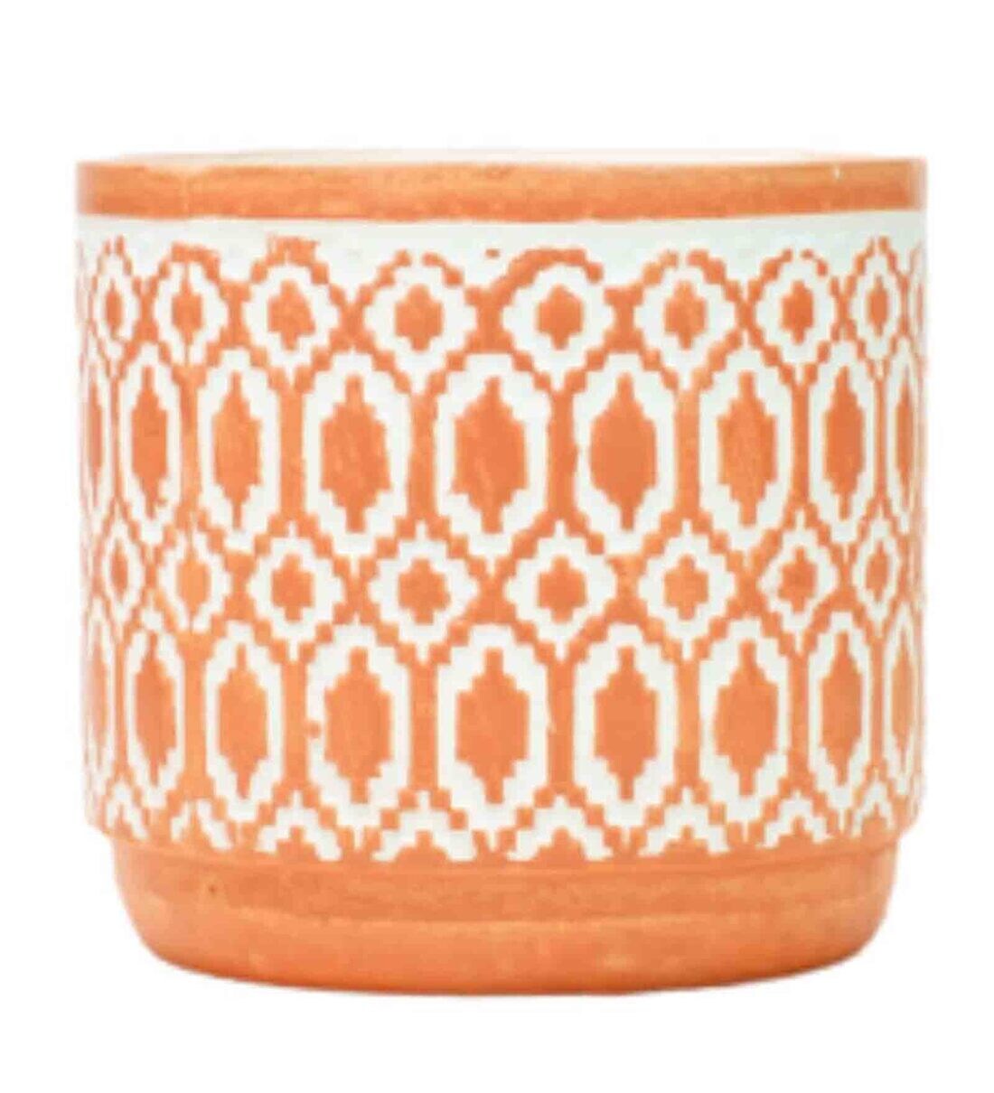 Buy Orange Ceramic Aztec Planter By Gold Dust Online - Desk Pots - Pots ...