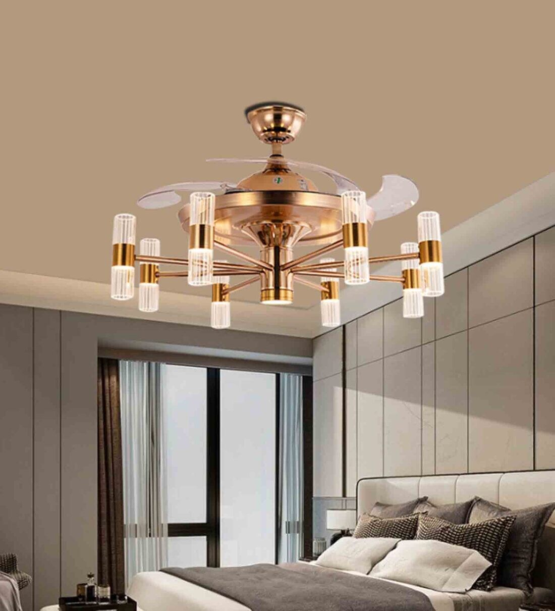 Gold Ceiling Fan With Crystals | Shelly Lighting