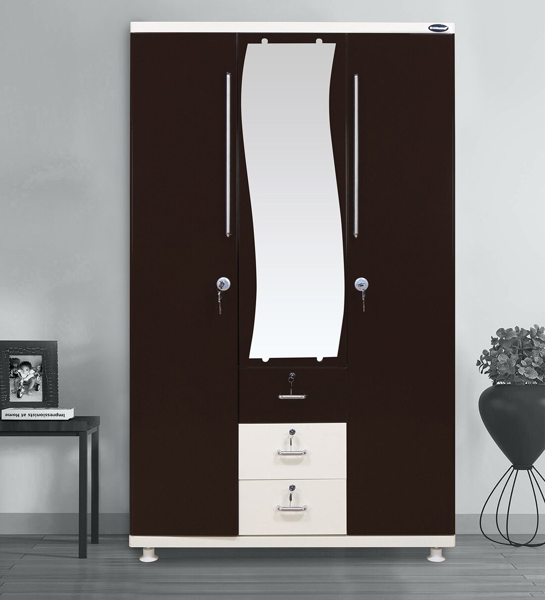 Buy Oriel 3 Door Wardrobe in Beige & Brown Colour at 60% OFF by ...