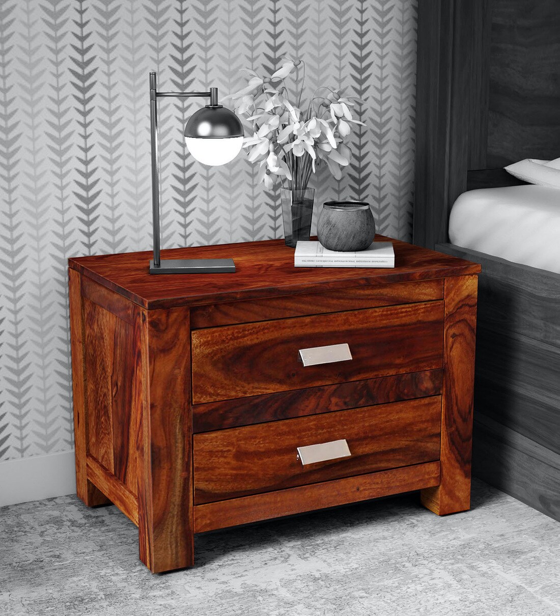 Buy Oriel Sheesham Wood Bedside Chest in Honey oak Finish at 3% OFF by ...