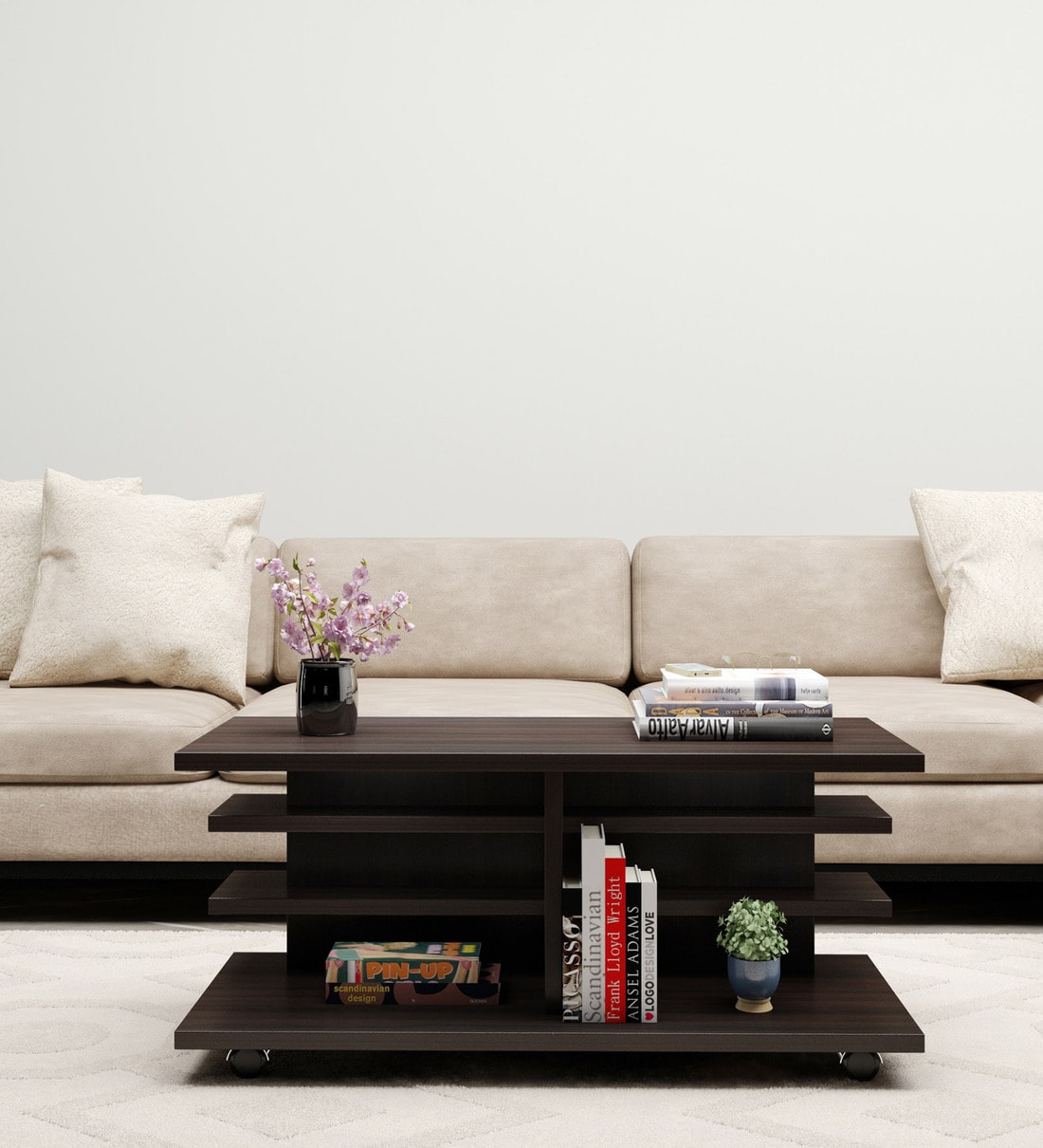 Buy Orka Movable Large Size Coffee Table in Dark Walnut Colour at 42% ...