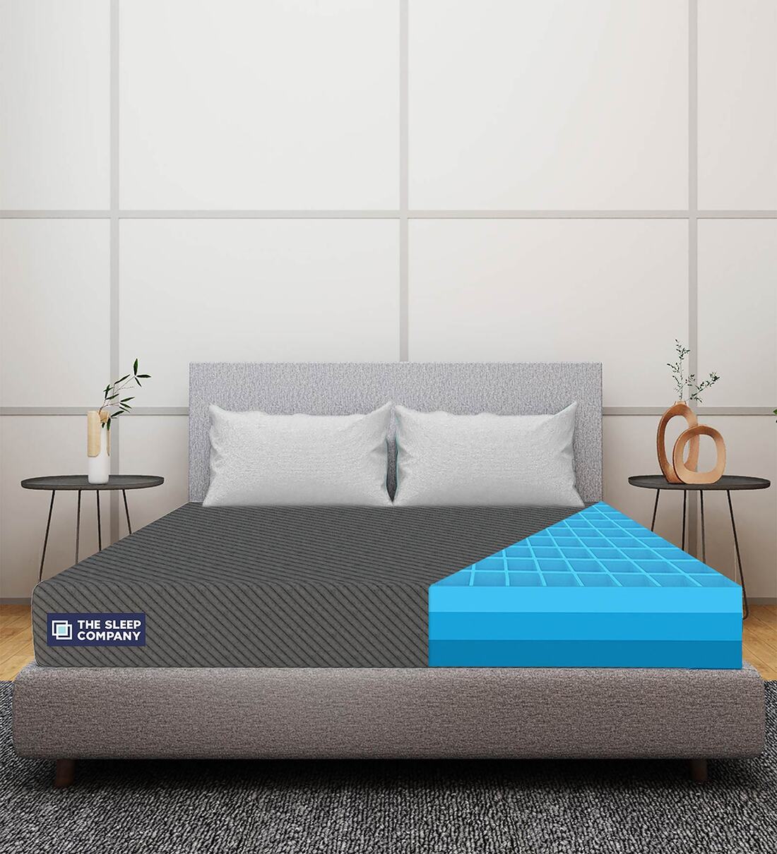 Buy Ortho Grey SmartGrid 8 Inches HR Foam Queen Size Mattress with Grid ...