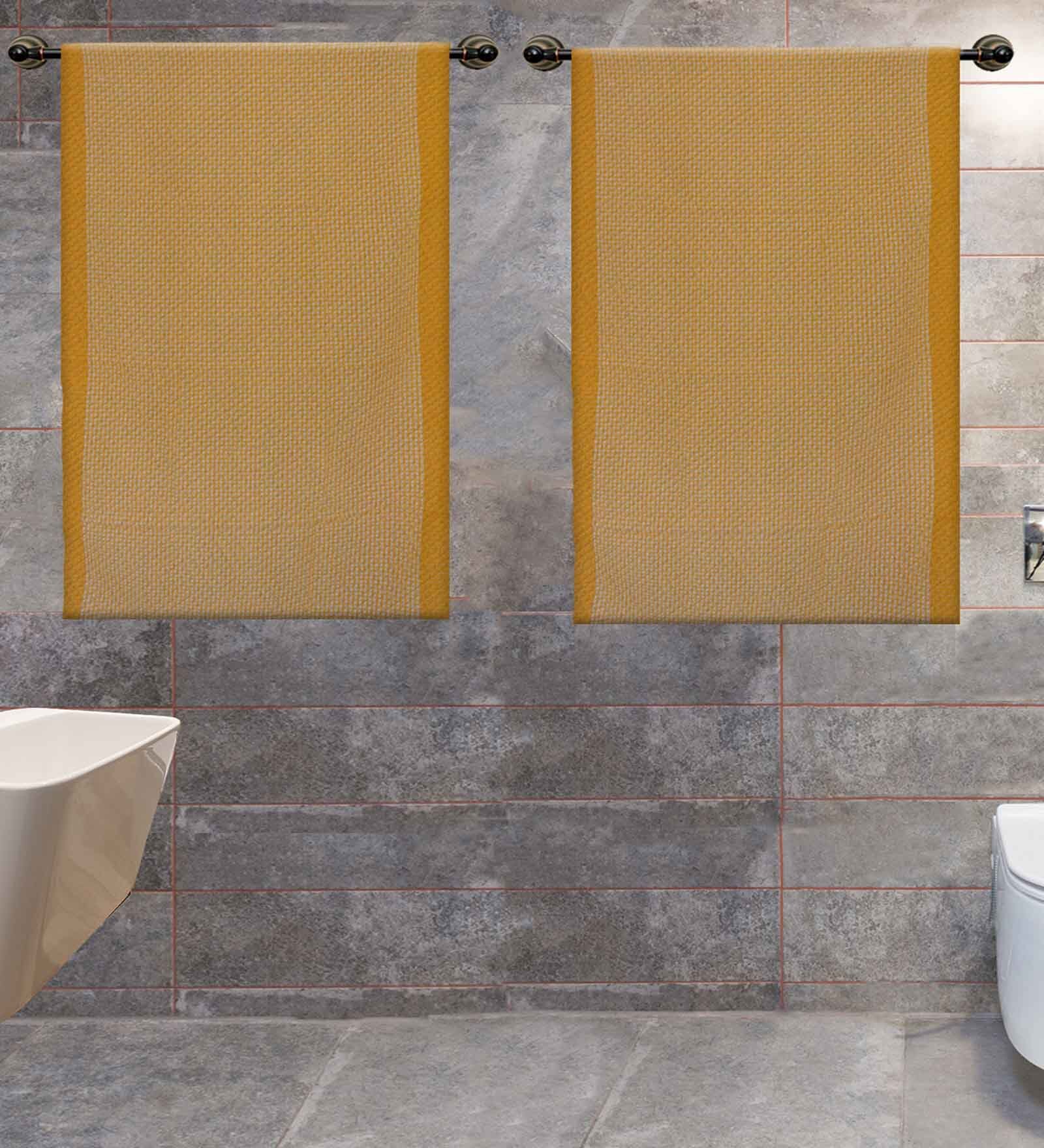 Buy Orange 100% Cotton Patterned 220 GSM Bath Towels (set of 2) at 57% ...