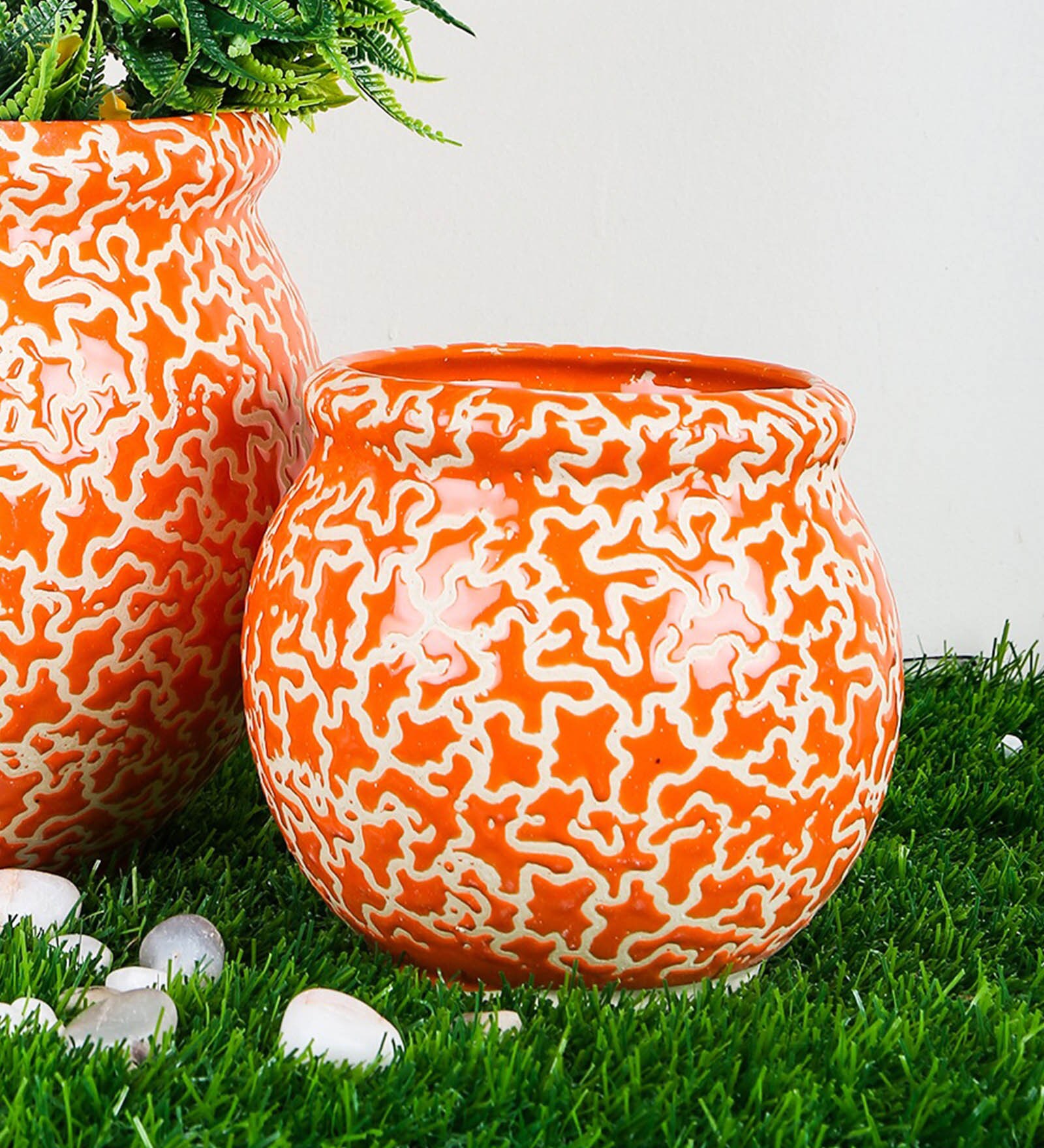 Buy Orange Ceramic Gandah With Rd Print Small Planter at 20% OFF by ...
