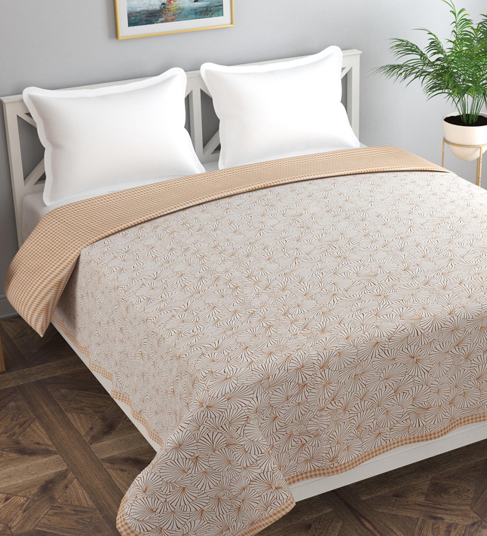 Buy Orange Abstract Cotton 120 GSM Double Bed Reversible Dohar by ...