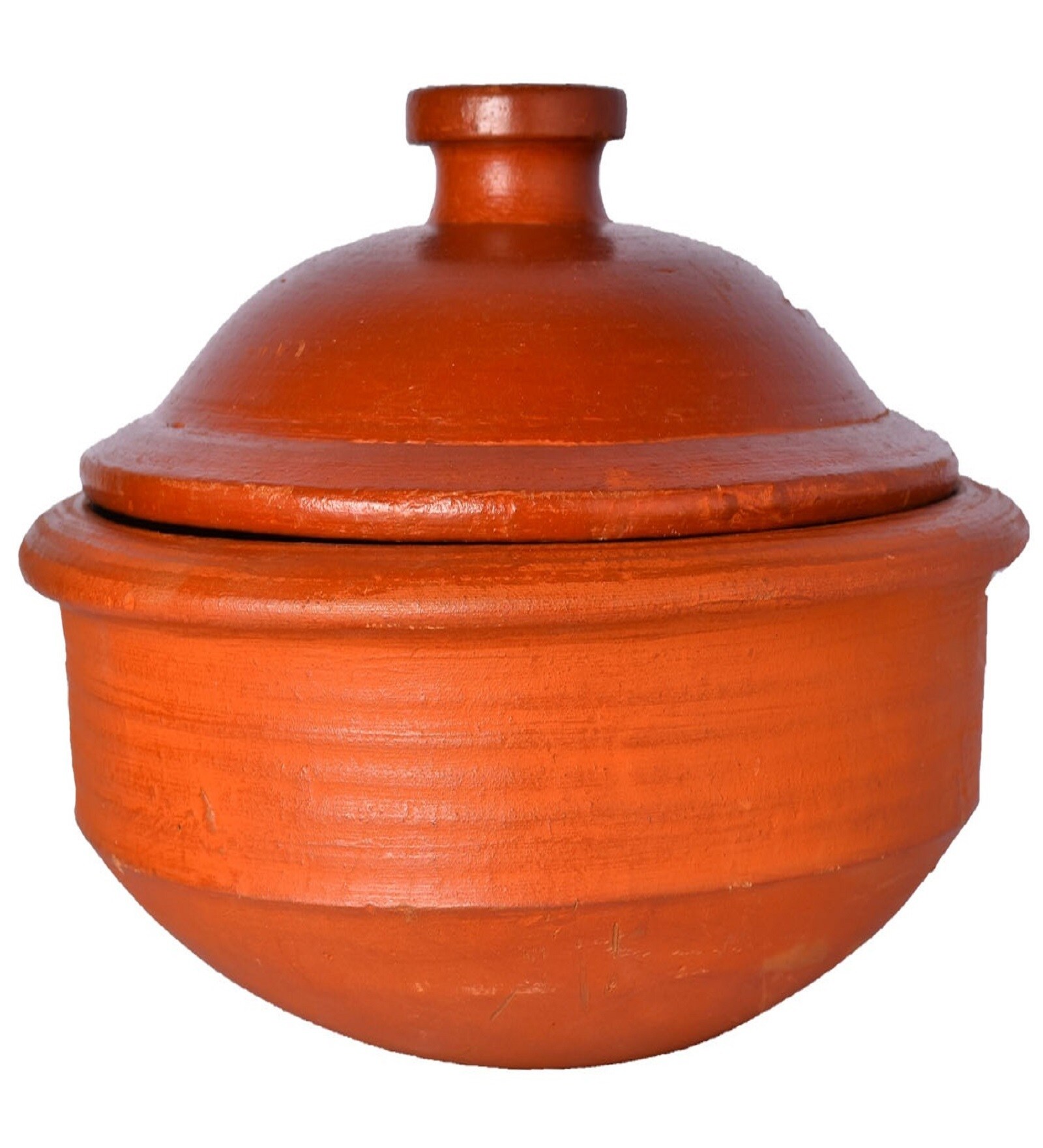 Buy Earthen ware Handmade Orange Clay Cooking Pot with Lid at 23% OFF ...