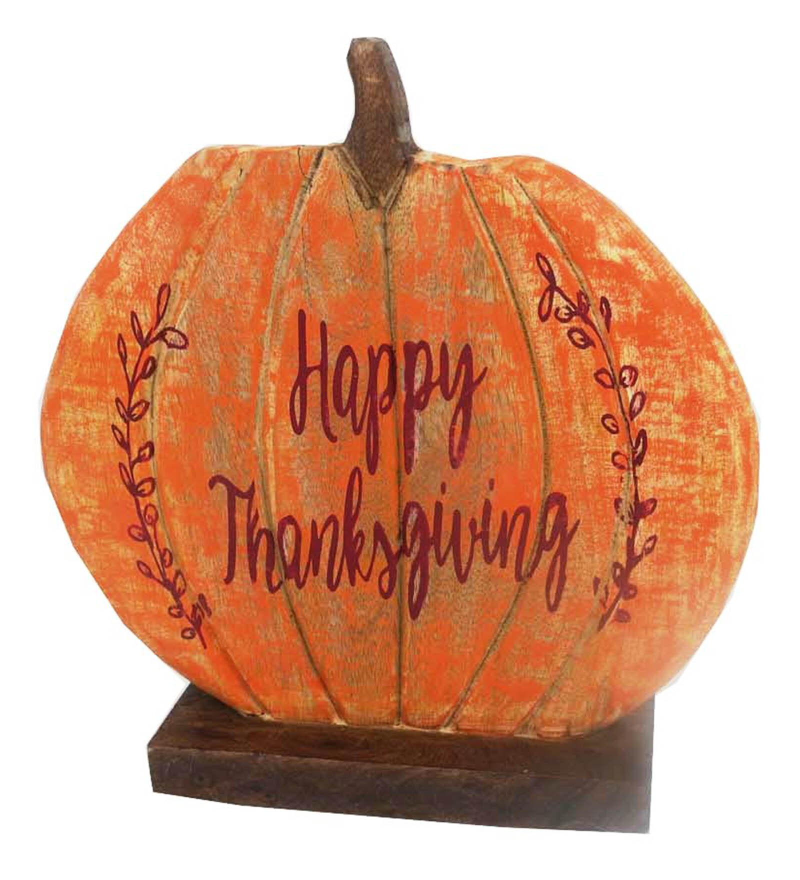 Buy Orange Mango Wood Pumpkin Cut Out Show Piece by Forms Online ...