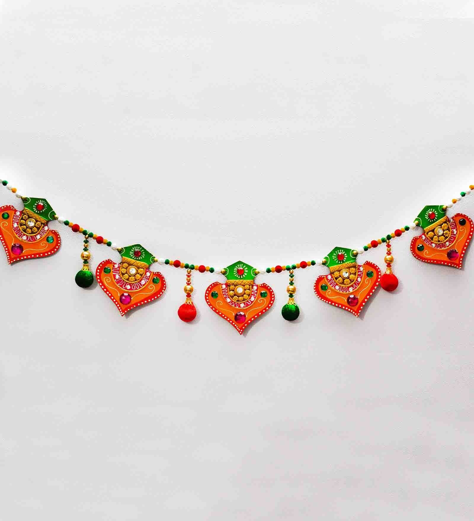 Buy Orange Paper Mache Colorful Bandarwal Door Hanging By Ecraftindia ...