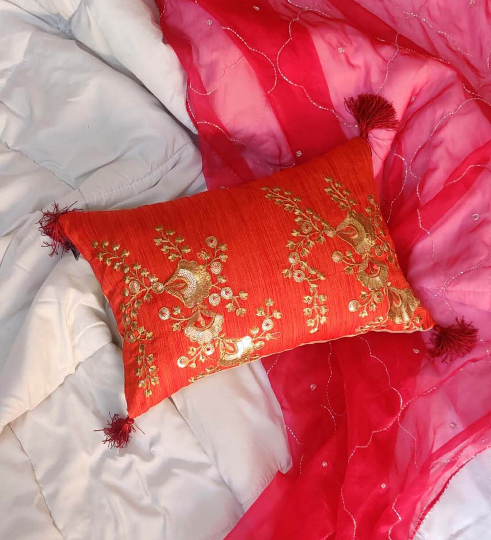 Buy Orange Textured Poly Cotton 12 x 18 Inches Cushion Cover at 38% OFF ...