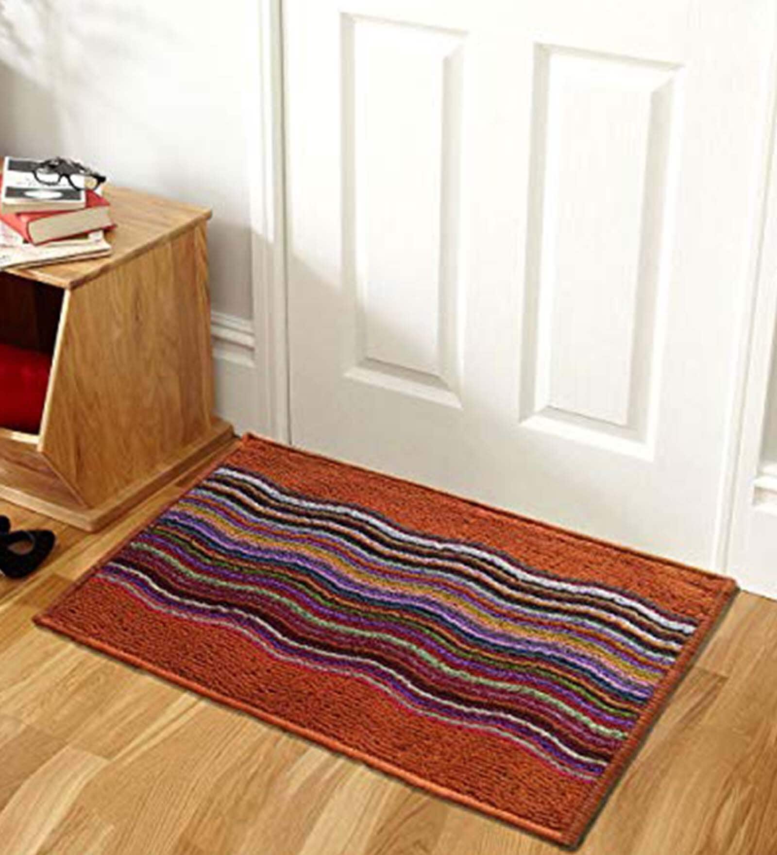 Buy Orange Polypropylene Geometric 15x23 inches Anti skid Doormat at 59 ...