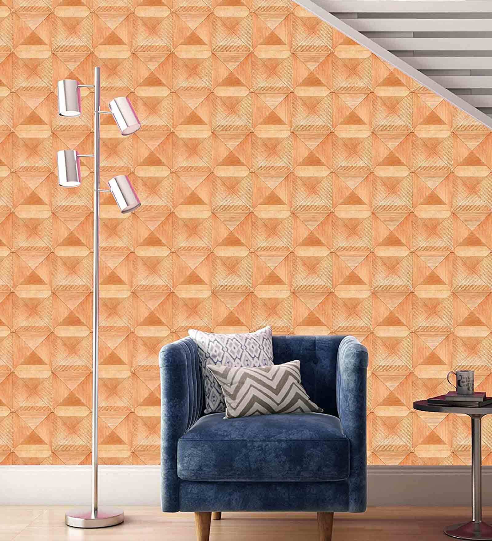 Buy Orange Textured Geometric Pyramids Wall Paper By Asian Paints at 83 ...