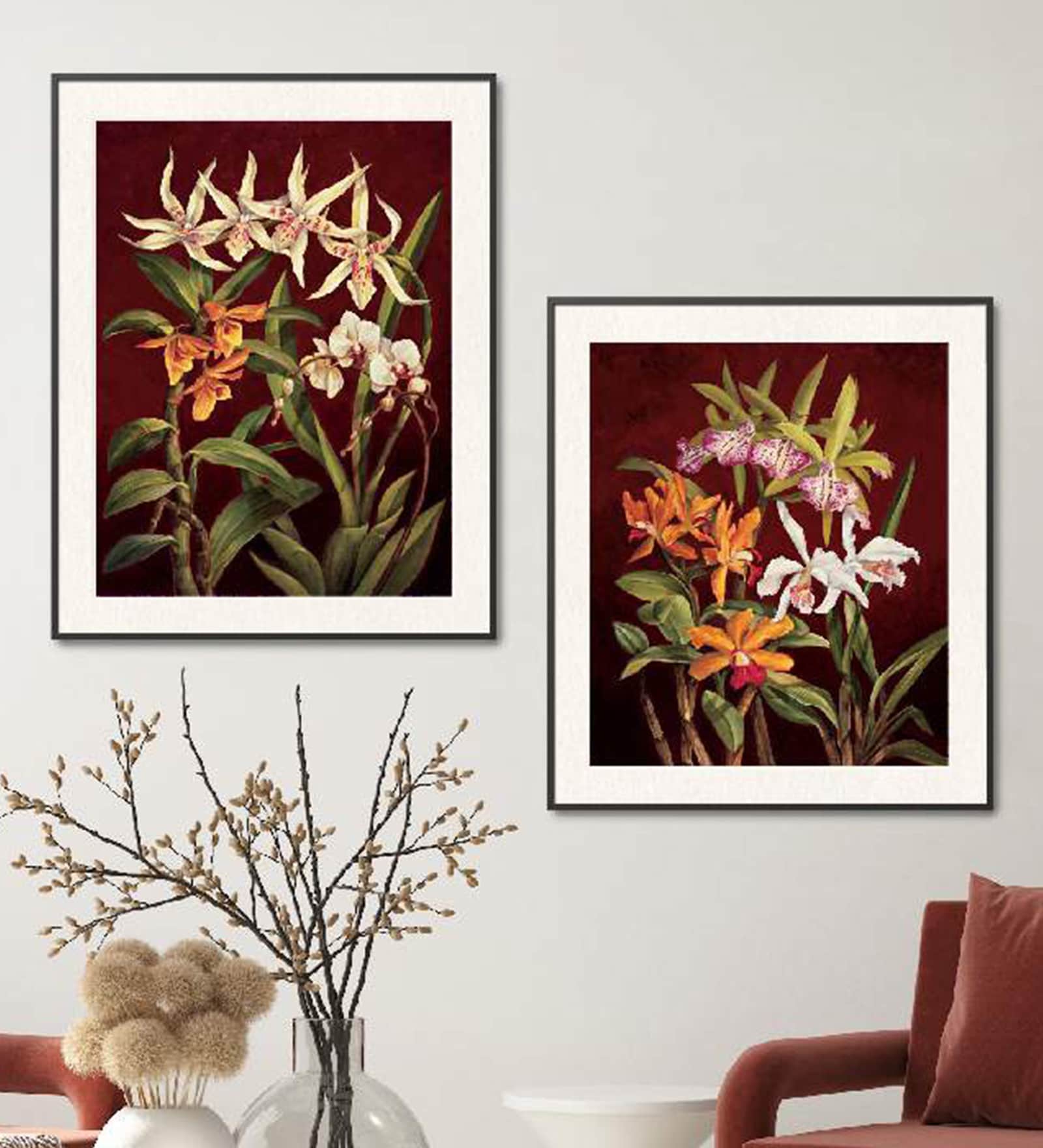 Buy Orchid Trio Multicolor Paper Framed Floral Art Print Set of 2 at 24 ...