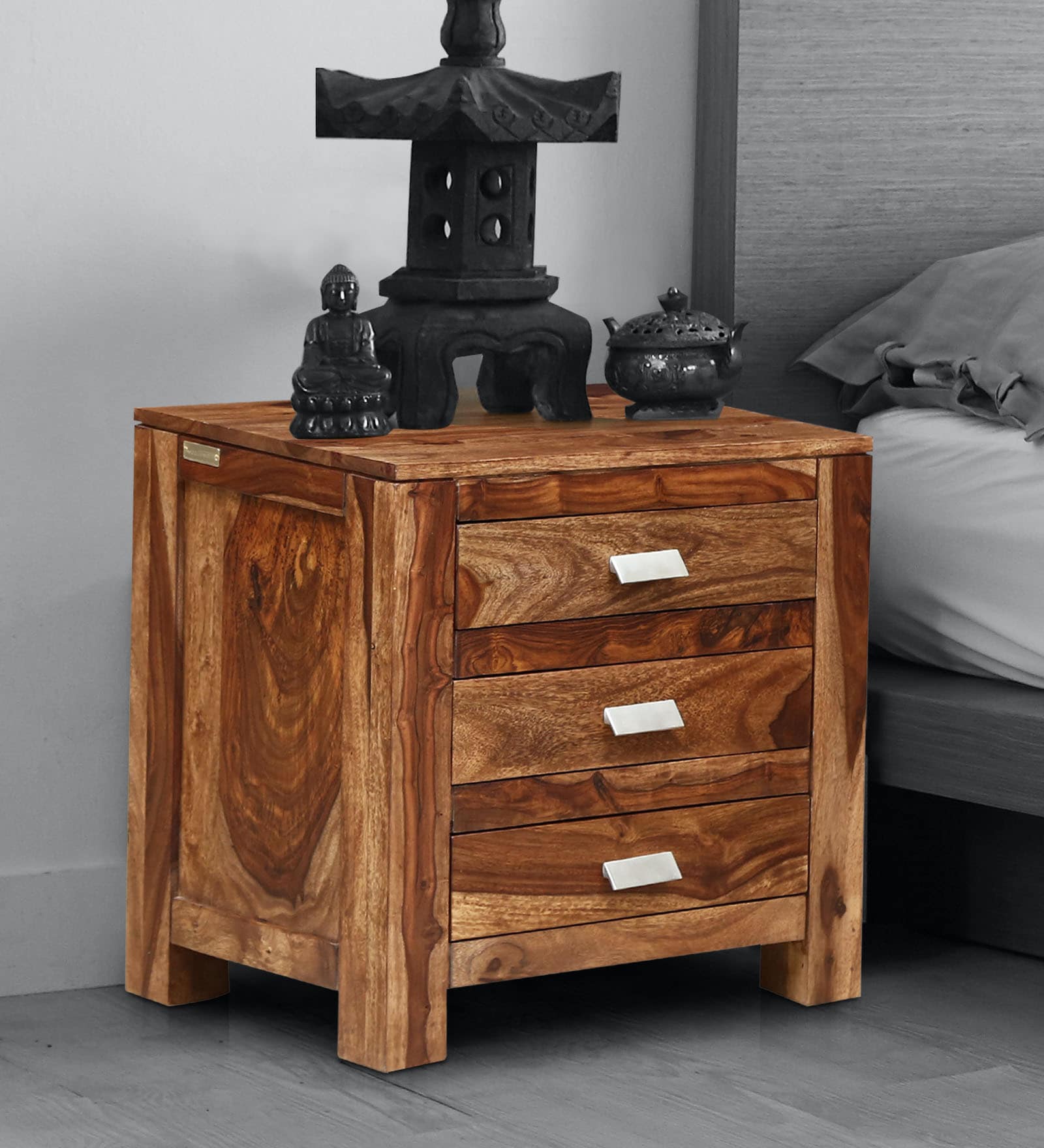 Buy Oriel Sheesham Wood Bedside Chest in Rustic Teak Finish at 2% OFF ...