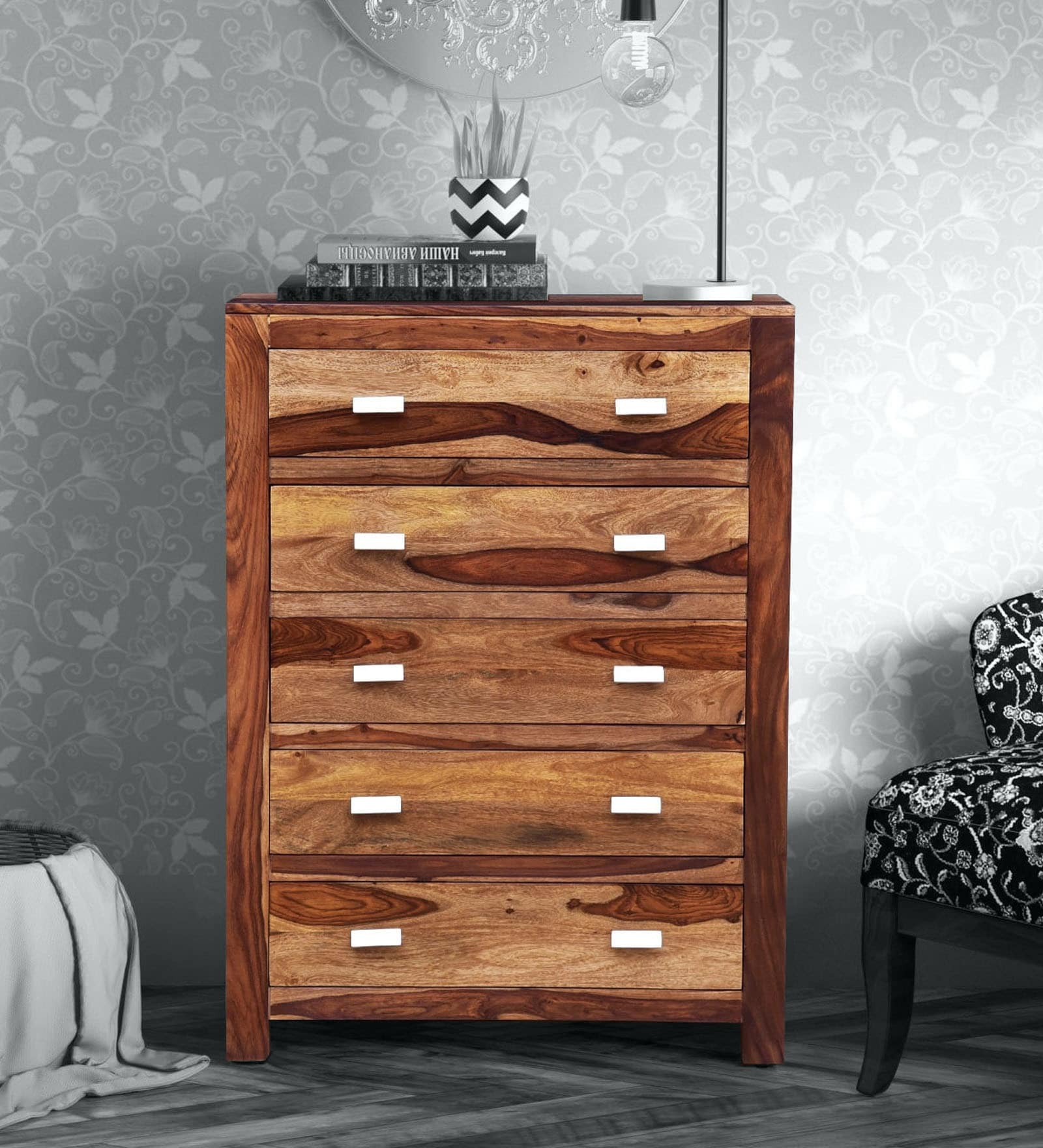 Buy Oriel Sheesham Wood Chest of Drawers in Rustic Teak Finish at 2% ...