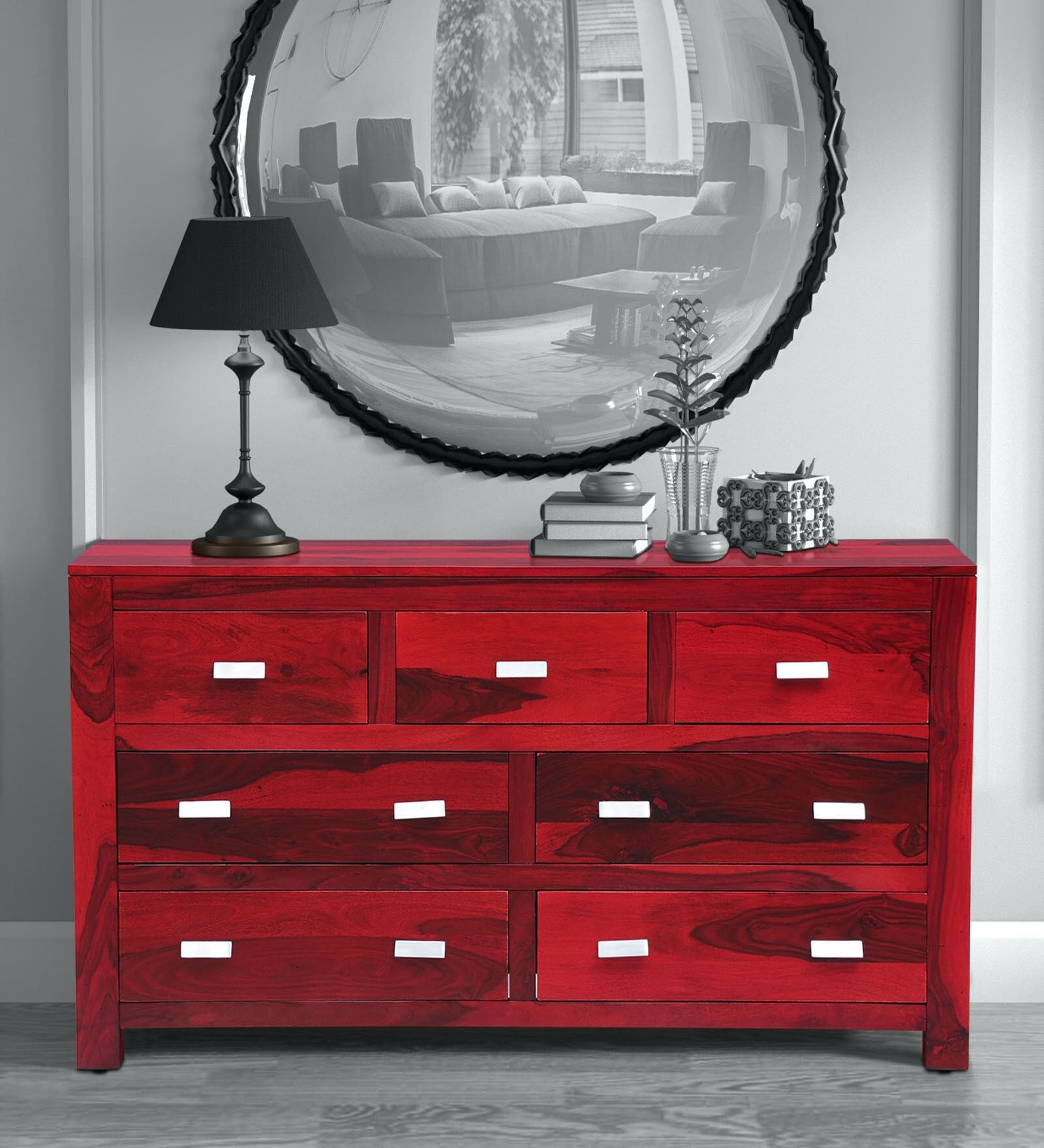 Buy Oriel Sheesham Wood Chest of Drawers in Spicy Red Finish by ...