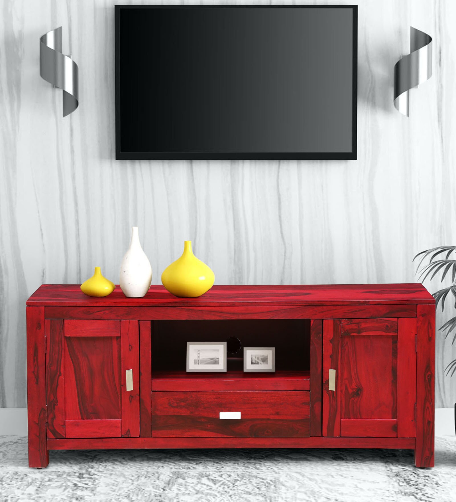 Buy Oriel Sheesham Wood TV Console in Spicy Red Finish at 5% OFF by ...