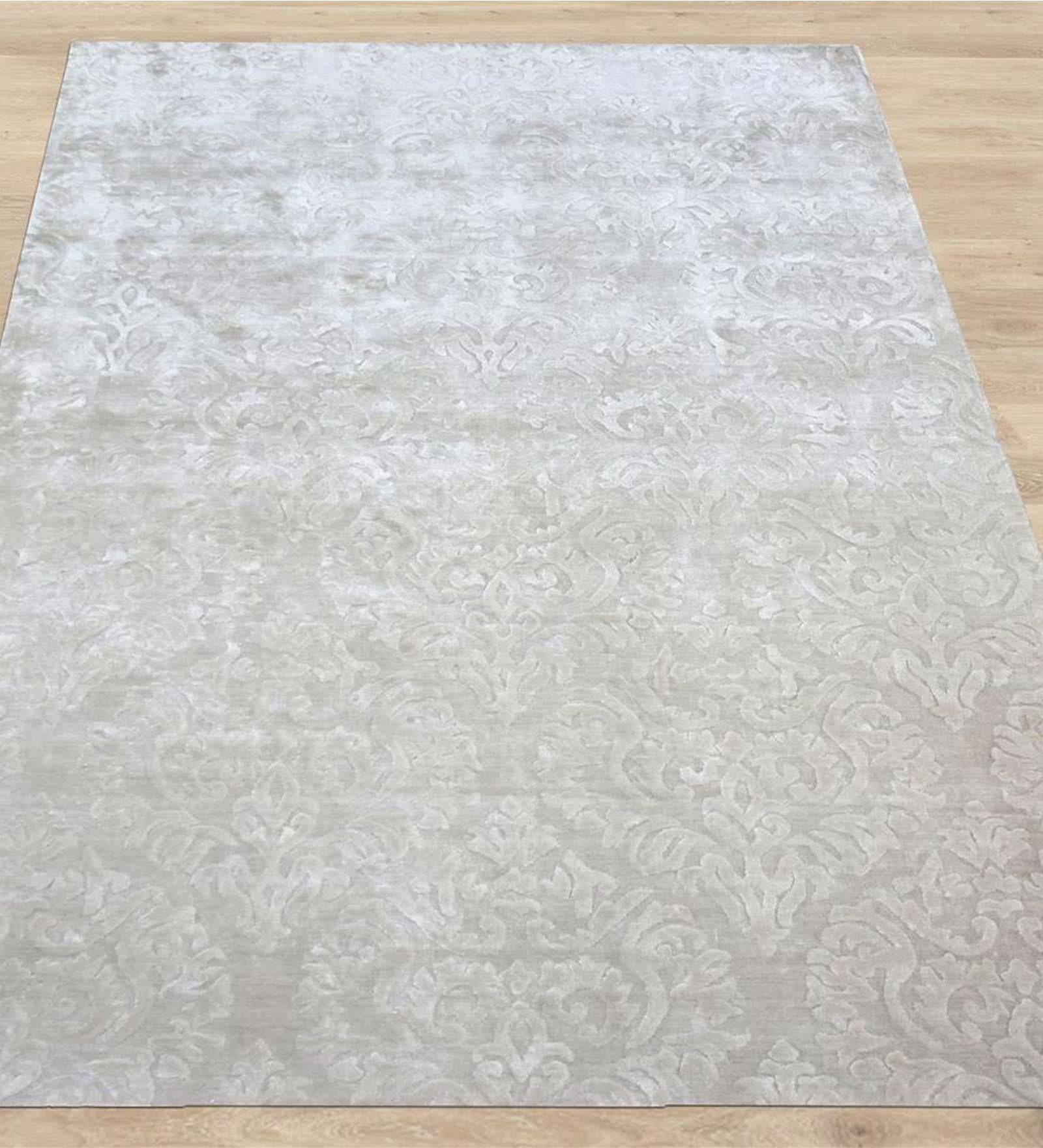 Buy Cream Viscose Damasc 5 x 8 Feet Hand Woven Carpet by The Rug ...