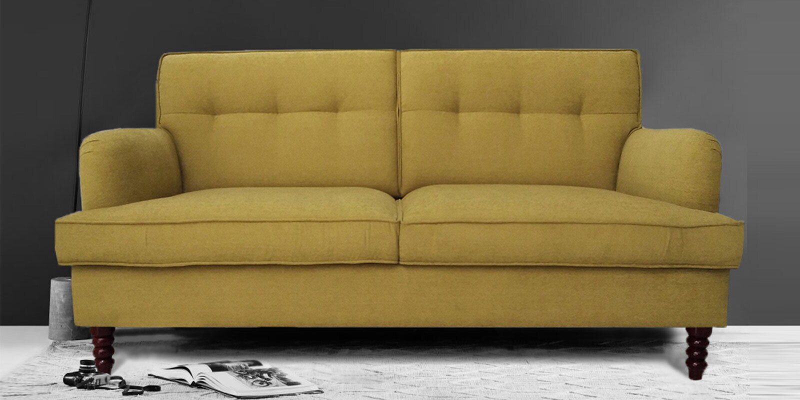 Buy Orlando Fabric 3 Seater Sofa in Corn Green Colour at 13% OFF by ...