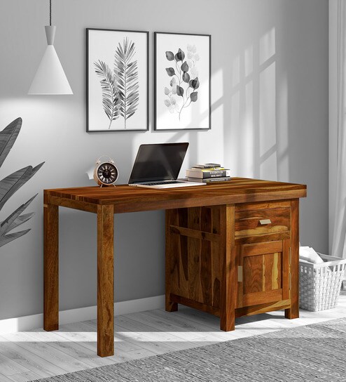 Buy Oriel Sheesham Wood Writing Table In Provincial Teak Finish Online ...
