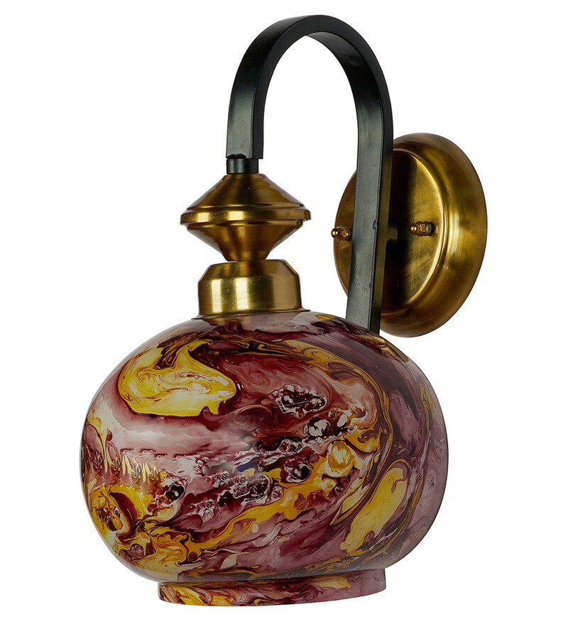 Buy Orange Mild Steel and Glass Wall Light By Fos Lighting Online ...