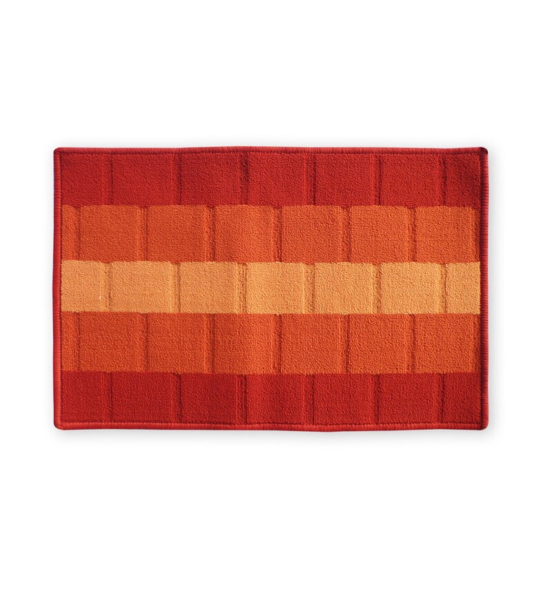 Buy Orange Geometric Polyester 23 x 15 Inches Anti Skid Door Mat by ...