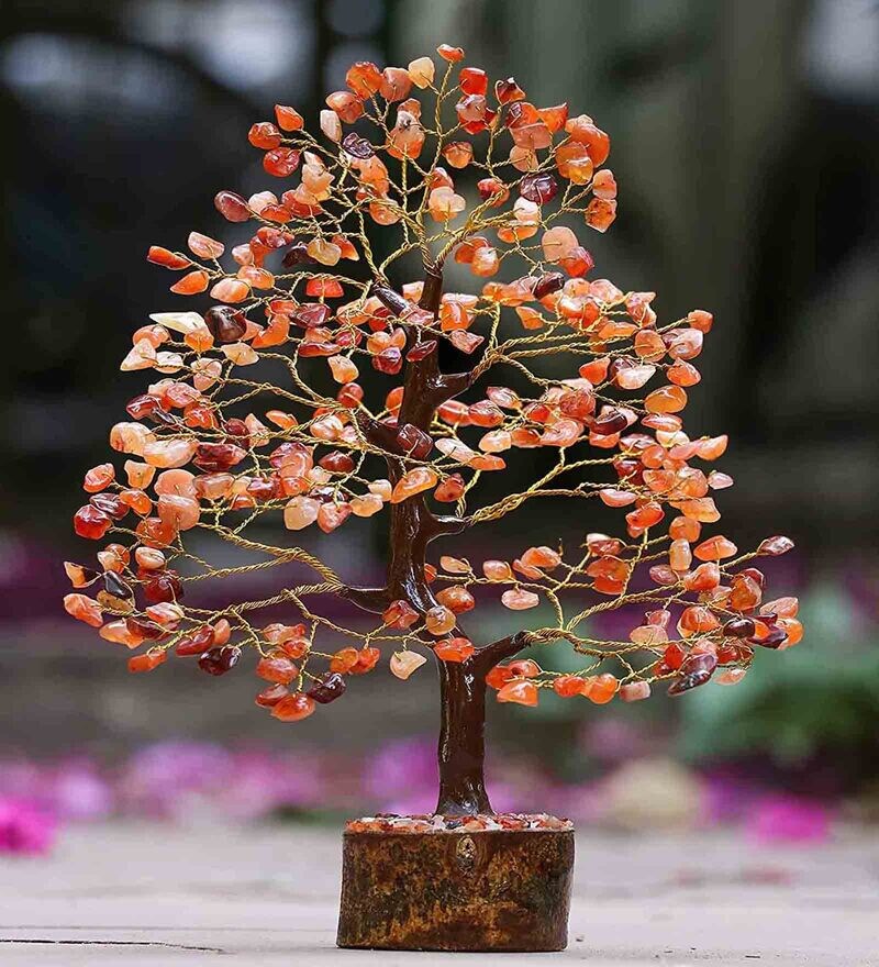 Buy Orange Quartz Stone Fortune Crystal Tree Showpiece by Muren Online ...