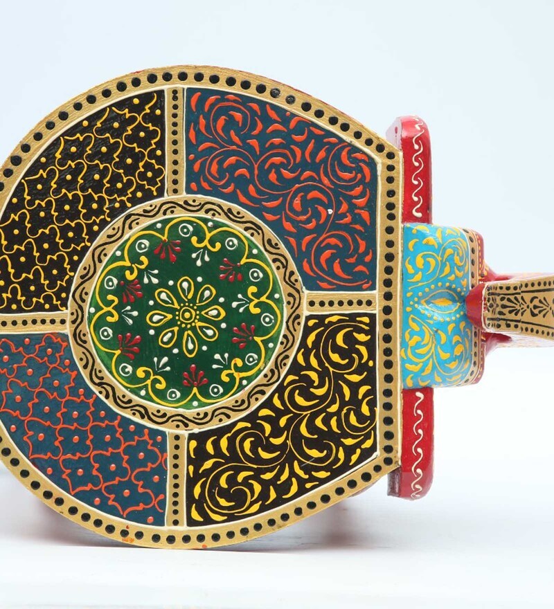 Buy Orange Wooden Handpainted Big Elephant Stool by SA Handicraft ...