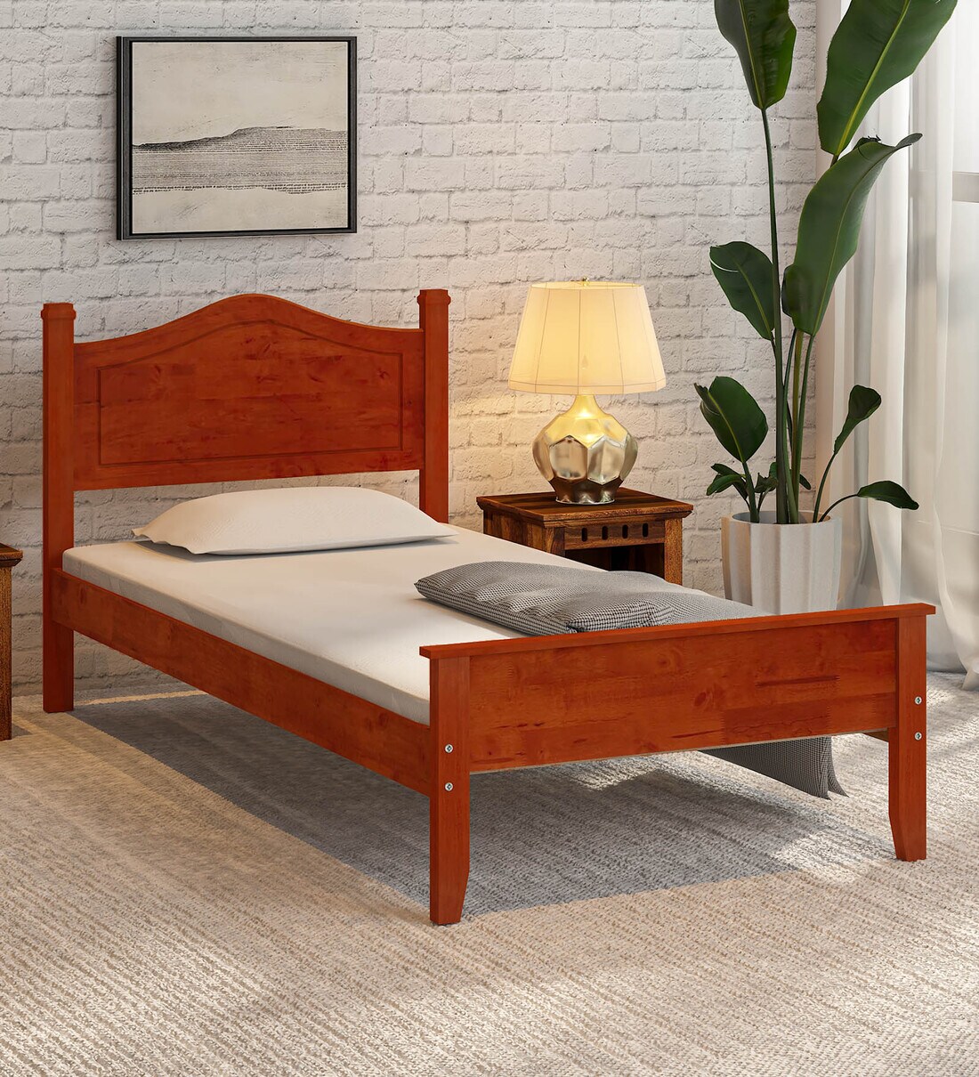 Buy Osamu Solid Wood Single Bed in Honey Oak Finish By ValueWud Online ...