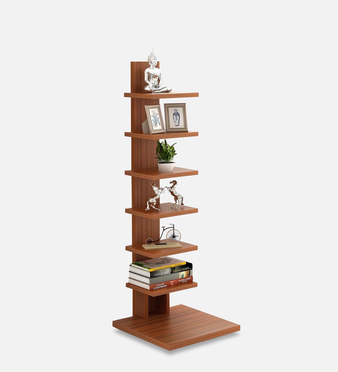 Buy Osvil Book Shelf in Walnut Finish by bluewud Online - Modern Book ...