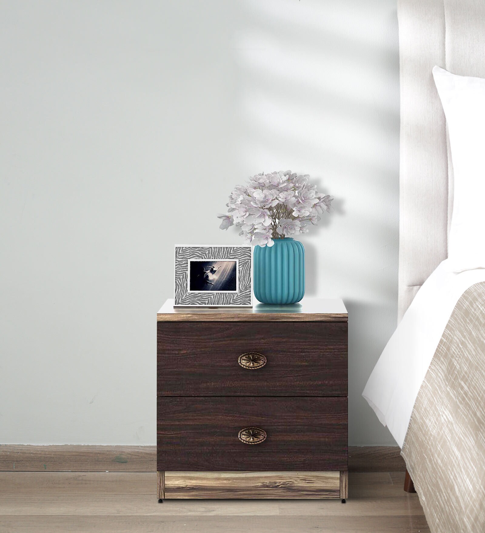 Buy Oscar Bedside Table in Choco Walnut Finish with Drawers at 23% OFF ...