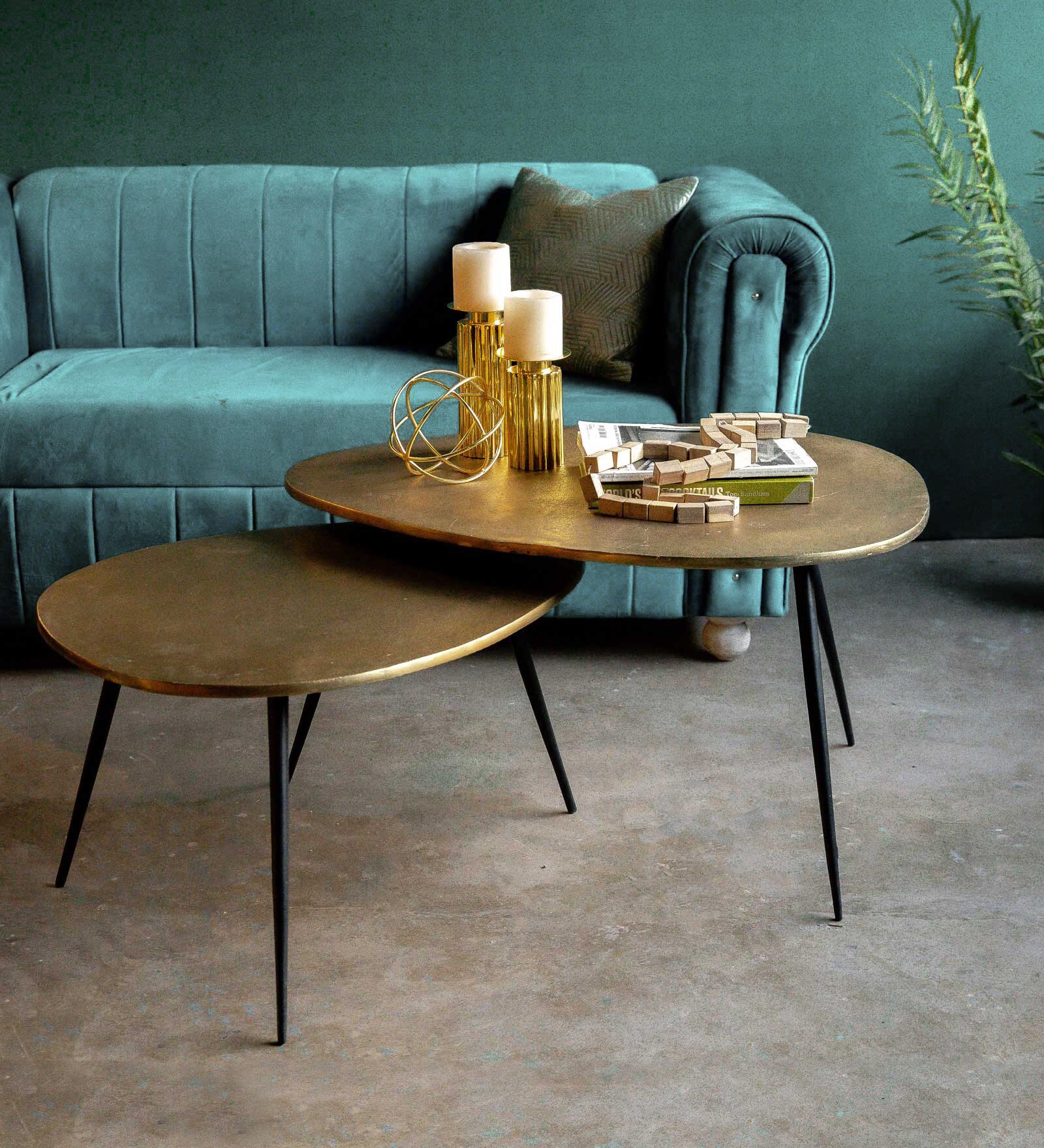Buy Oslo Metal Nesting Table in Gold & Black Finish at 100% OFF by ...