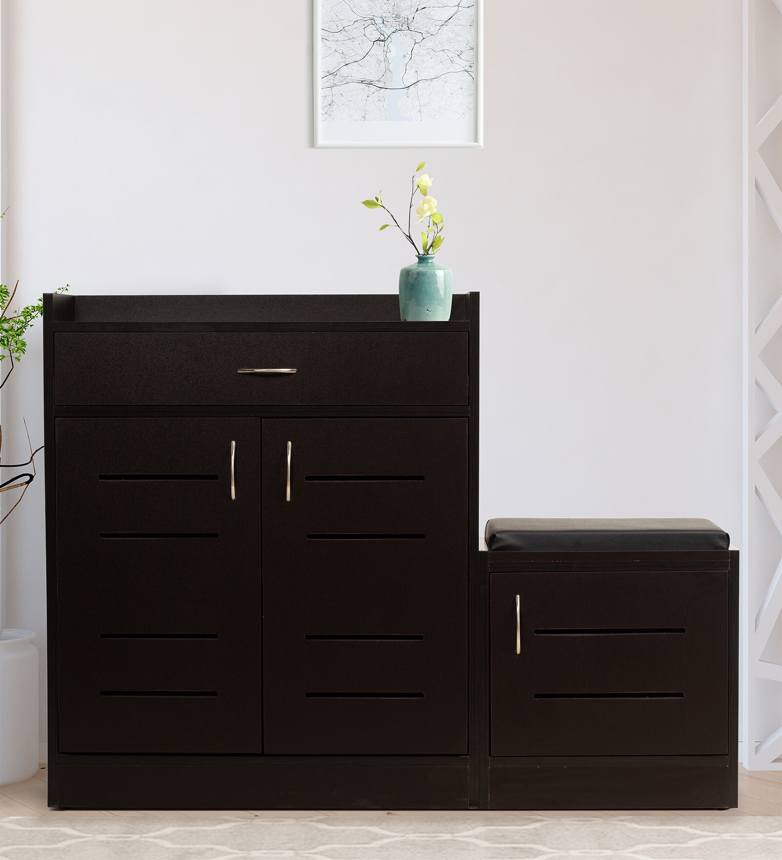 Buy Oslo Shoe Rack with Seating in Wenge Matte Finish at 20% OFF by ...