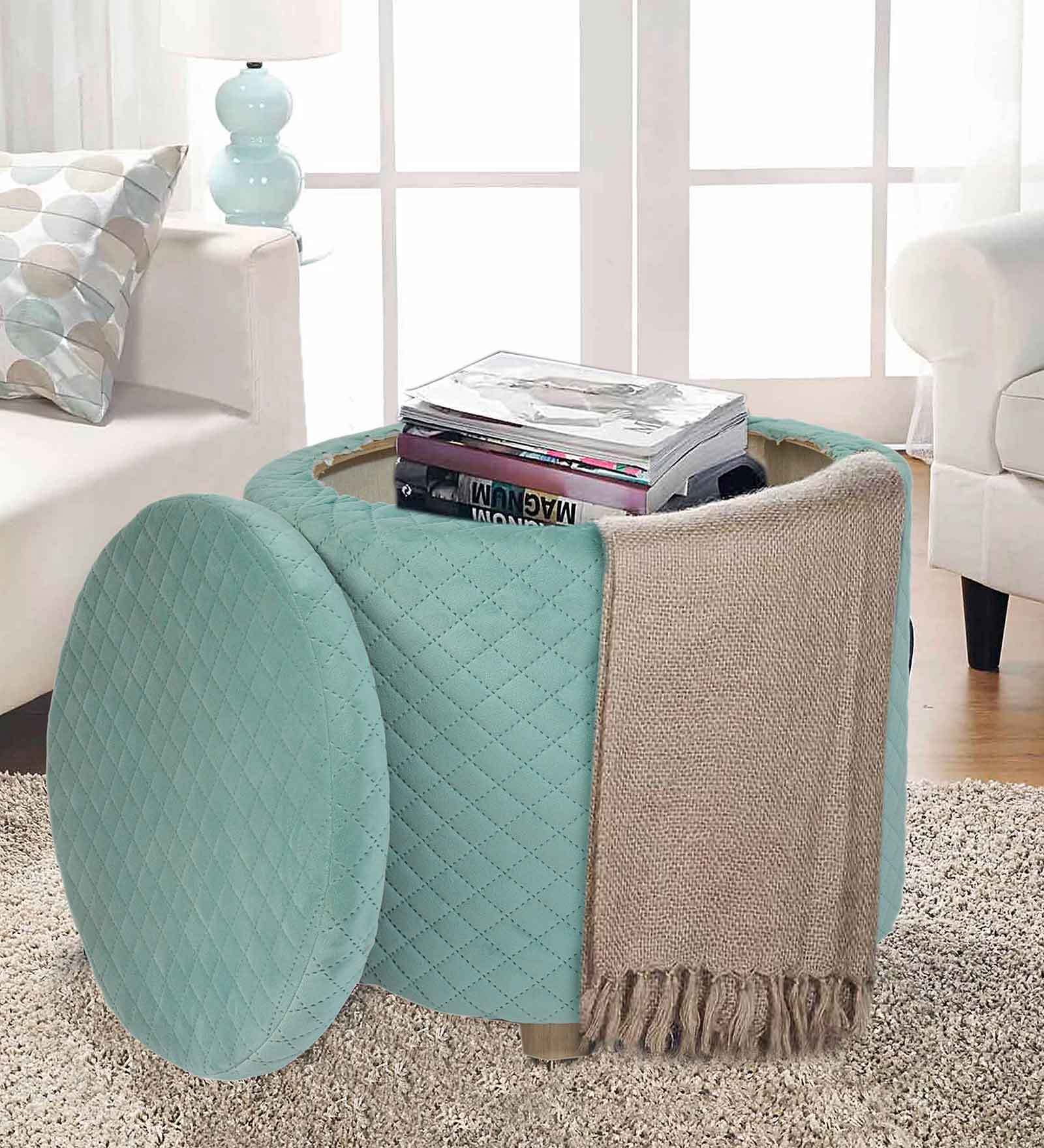 Buy Ottoman With Storage In Turquoise Colour at 54% OFF by COMFIDELITAS ...