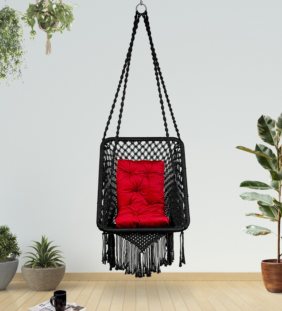 Buy Square Indoor Fabric Swing in Black & Red Colour at 44% OFF by ...