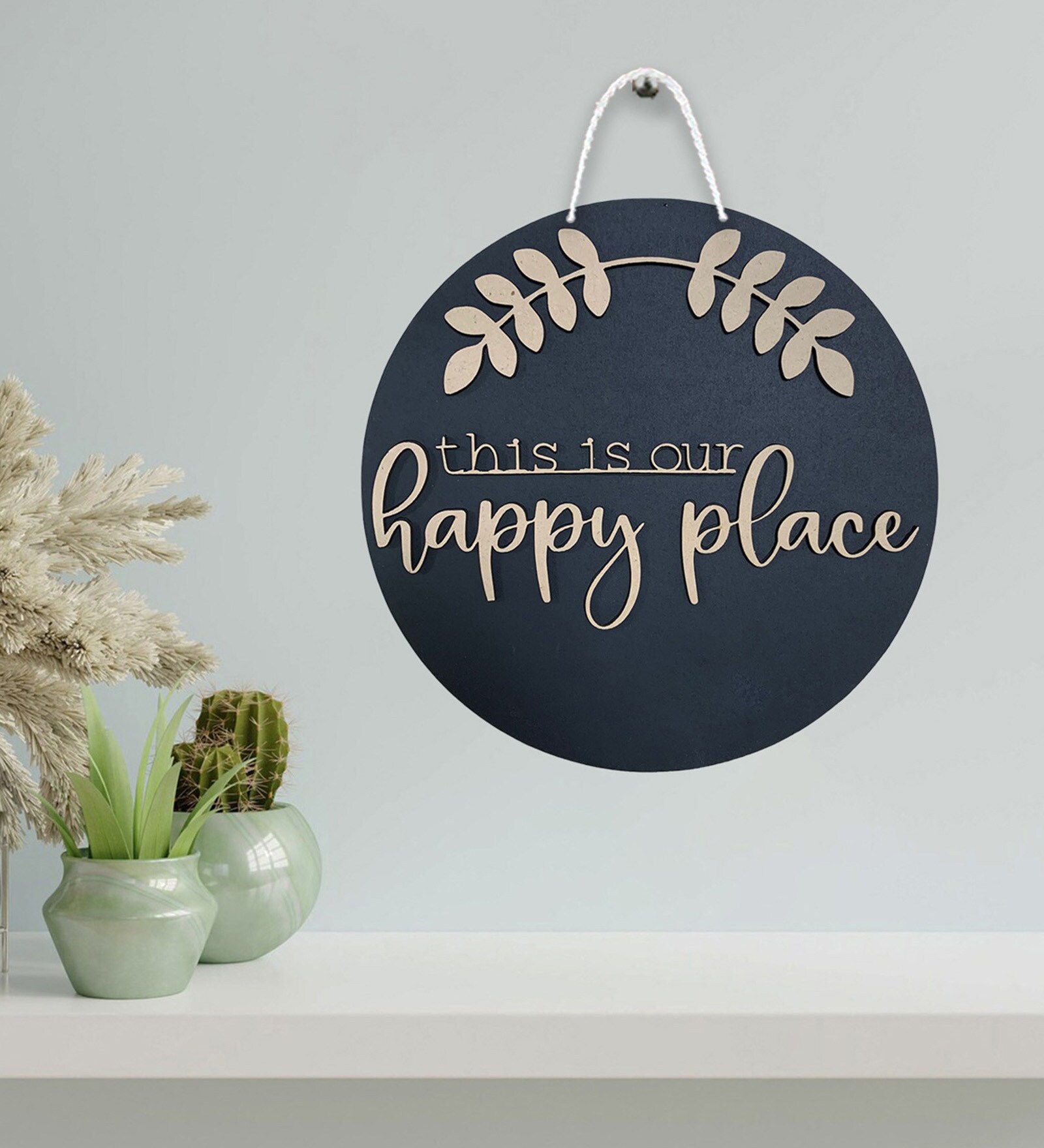 Buy Our Happy Place Black MDF Wall Art by Art Street at 77% OFF by Art ...