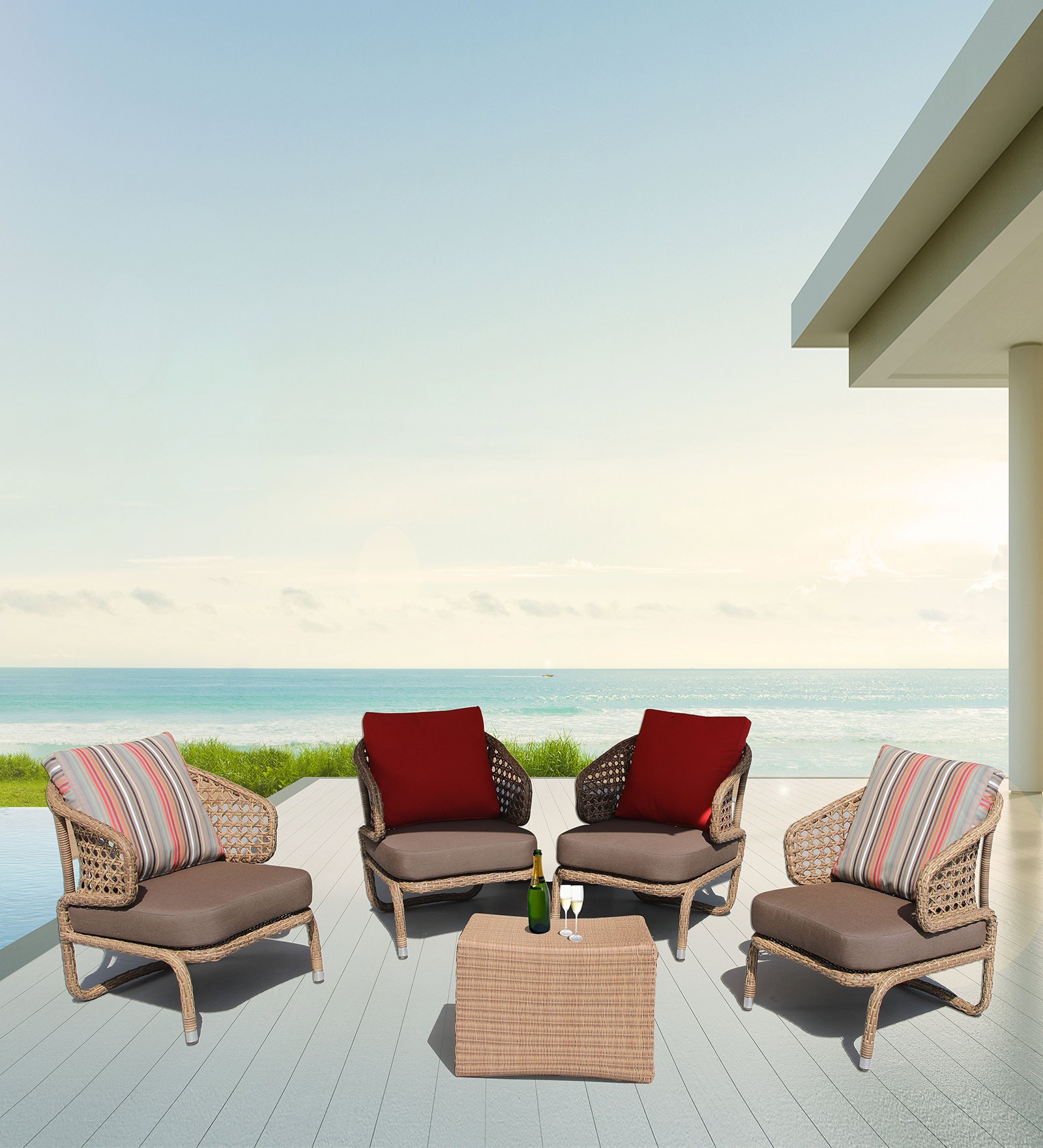 Buy Skarpo Outdoor Sofa Chairs (set 4) in Arabica Color with cushions ...