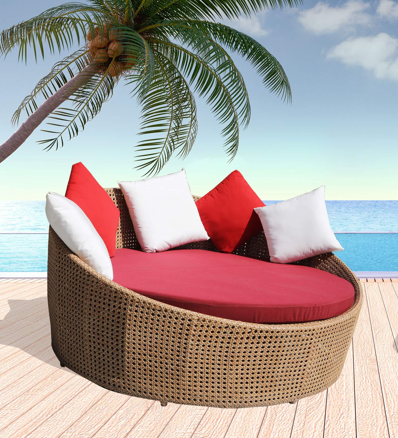 Buy Soller Outdoor Wicker Day Bed in Shimmer Rust Colour by Gebe Online ...