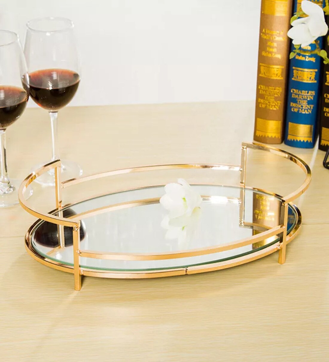 Buy Oval Golden Vanity Tray Desk Organizer at 32% OFF by Samara Home ...