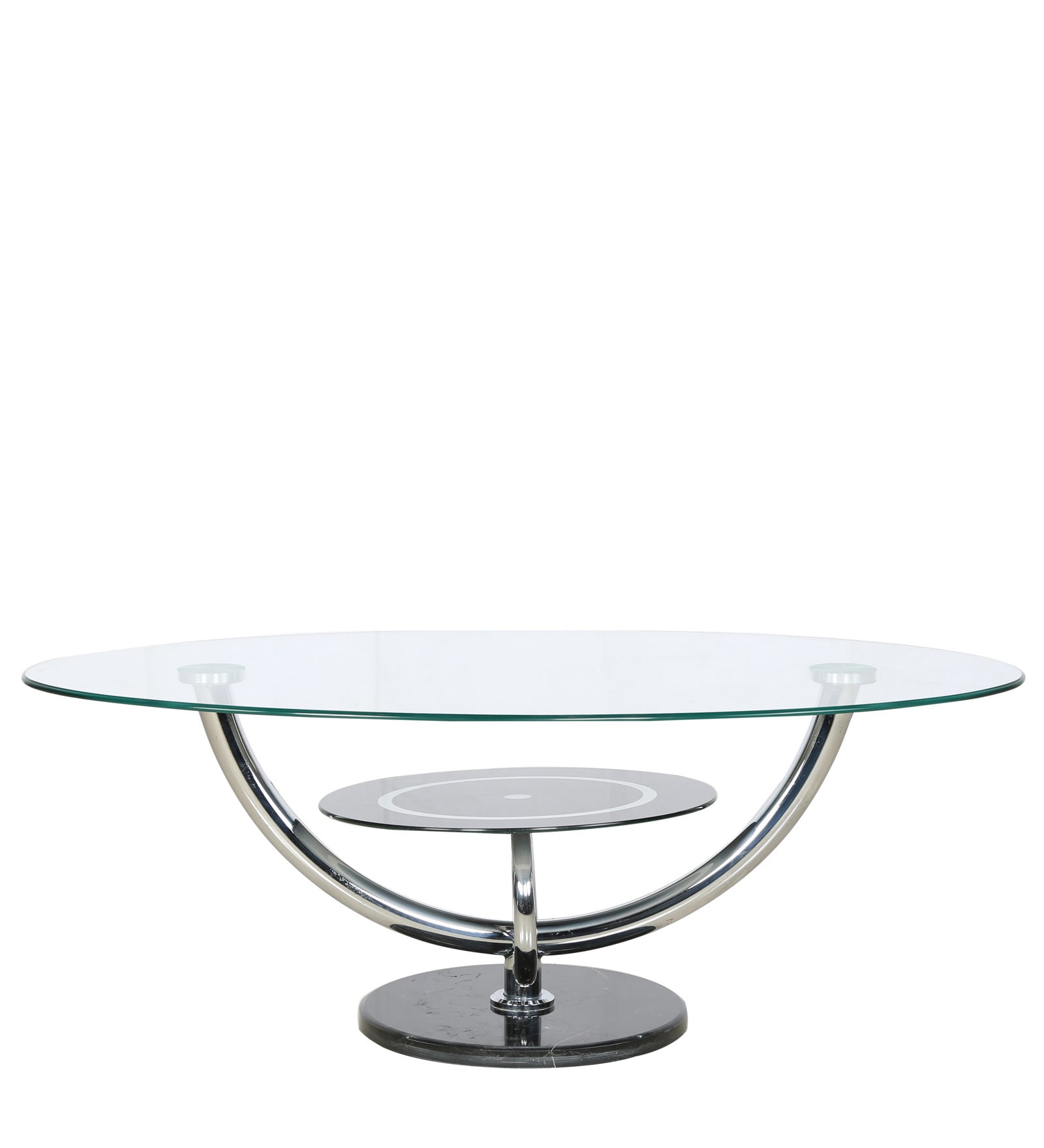 Buy Oval Shape Glass Table with Marble Base by Parin Online - Oval ...