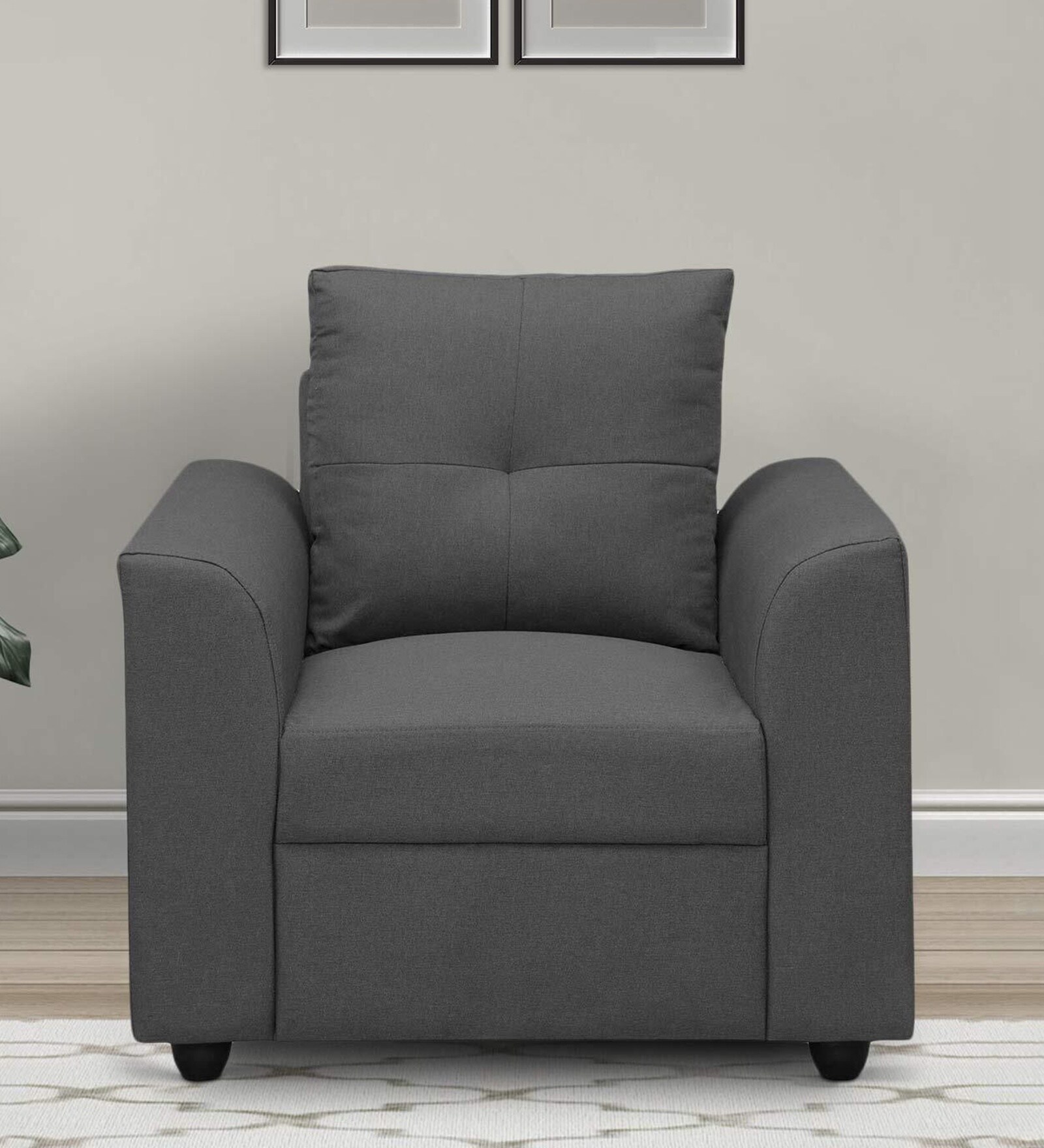 Buy Oxnard Fabric 1 Seater Sofa in Charcoal Grey Colour at 40% OFF by ...
