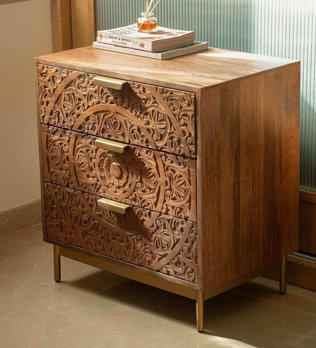 Buy Oyma Triple Chest Drawer In Brown Colour By Ellementry Online ...