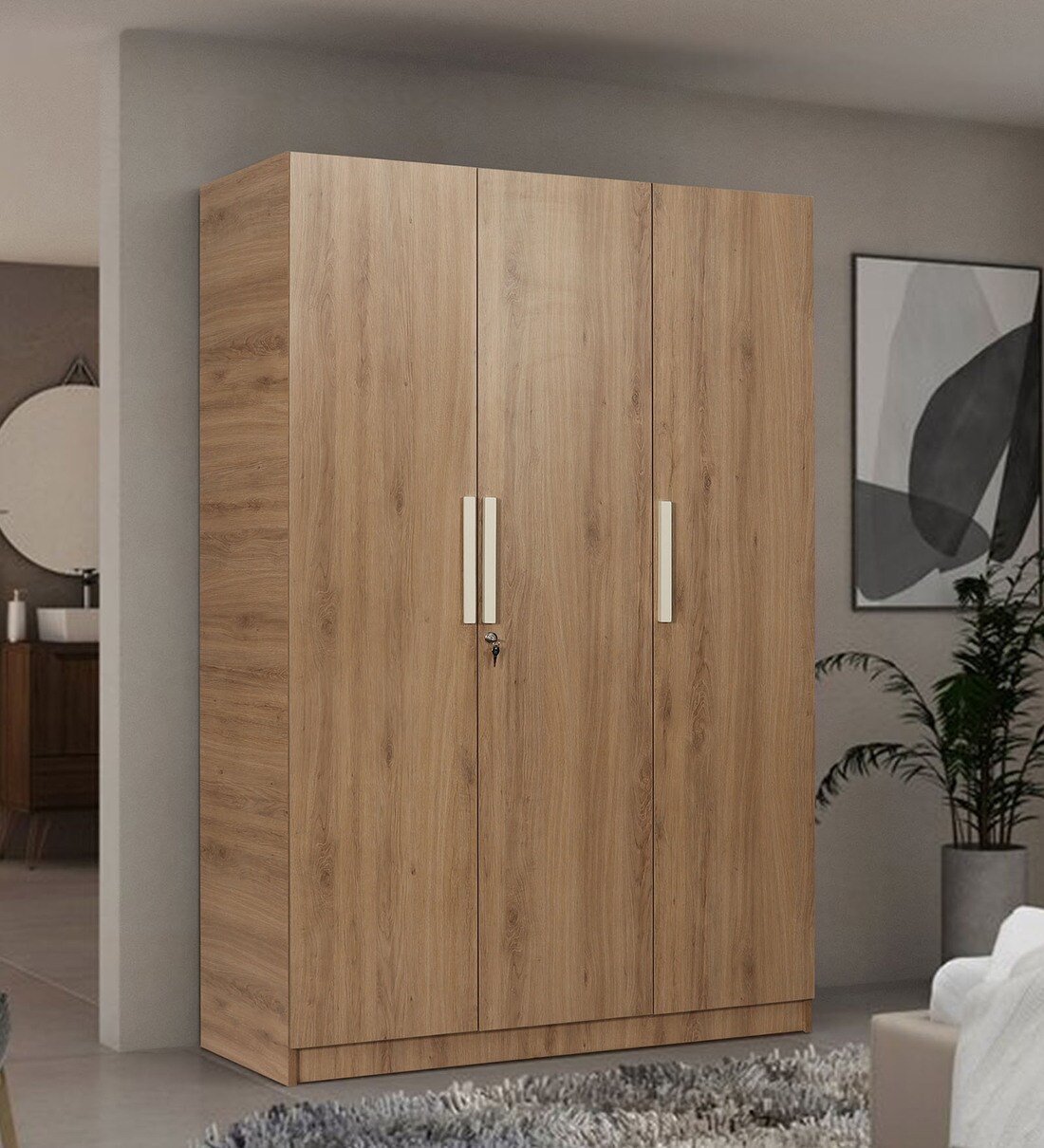 Buy Ozone 3 Door Wardrobe in Oak Finish at 31% OFF by Trevi Furniture ...