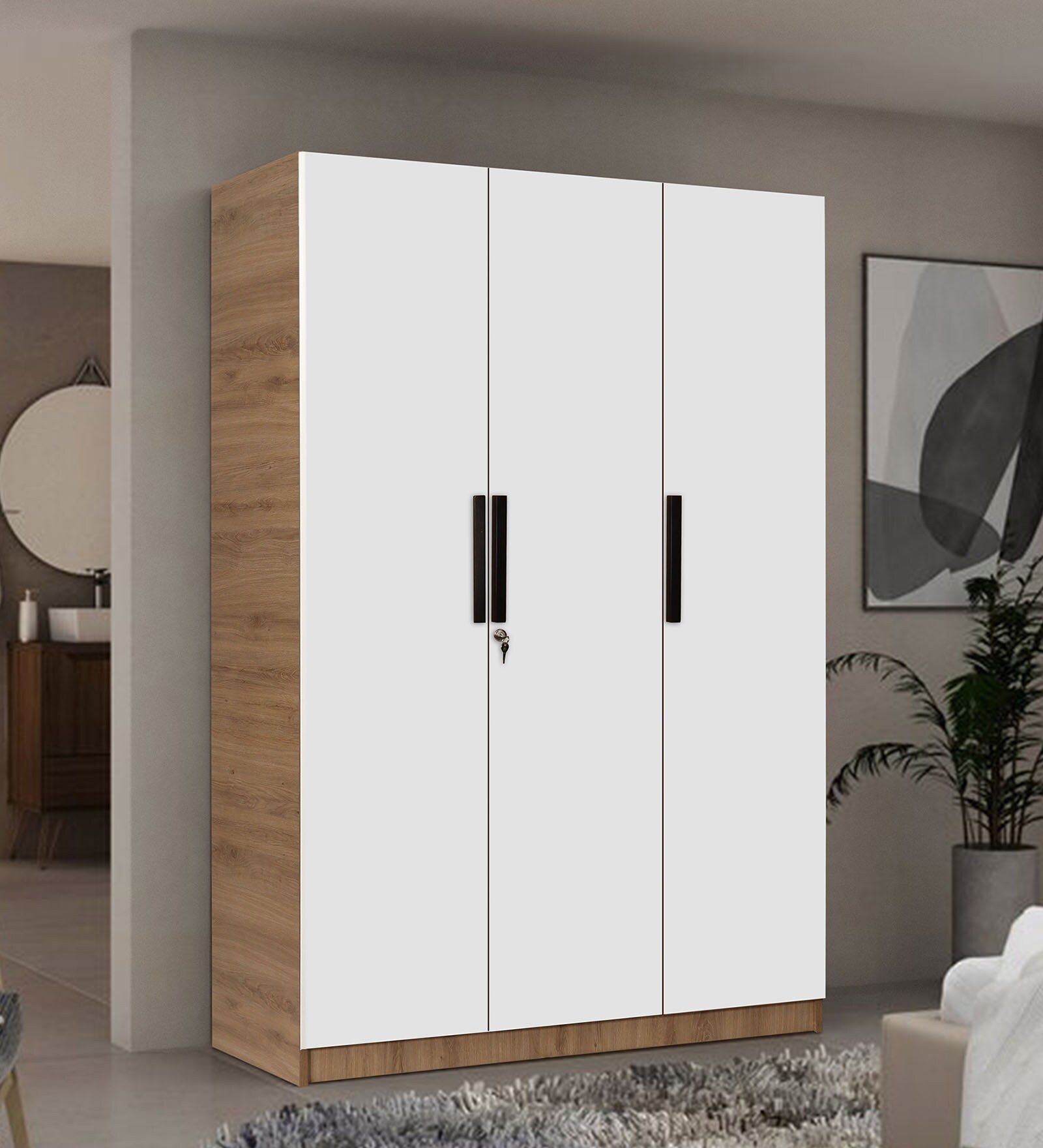 Buy Ozone Deluxe 3 Door Wardrobe in Milky Oak Finish at 30% OFF by ...