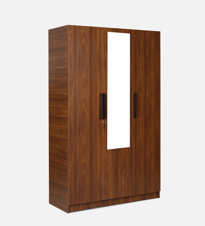 Buy Ozone 3 Door Wardrobe in Teak Finish with Mirror by Trevi Furniture ...