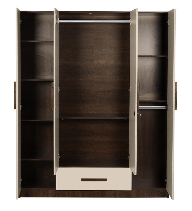 Buy Ozone 4 Door Wardrobe in Baton Oak Finish Online - 4 Door Wardrobes ...