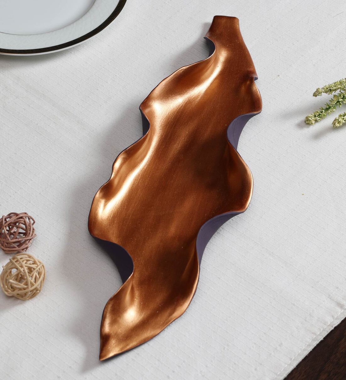 Buy Palm Leaf Orange Ceramic Appetizer Platter at 36% OFF by Aesthetics ...