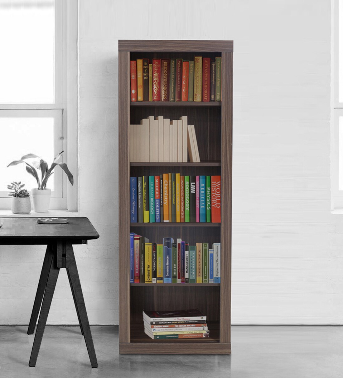 Buy Paloma Book Shelf in Cairo Walnut Finish by Crystal Furnitech ...