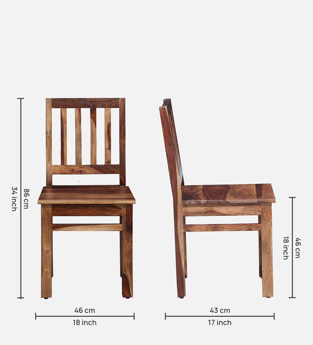 Buy Patron Sheesham Wood Dining Chair In Rustic Teak Finish (Set Of 2 ...